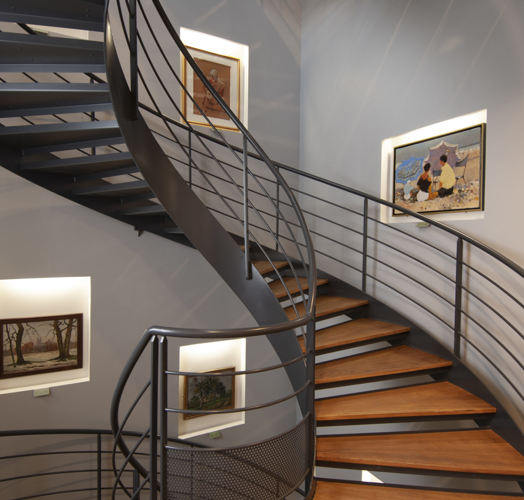 Escalier balance acier bois Musée Charles Léandre
